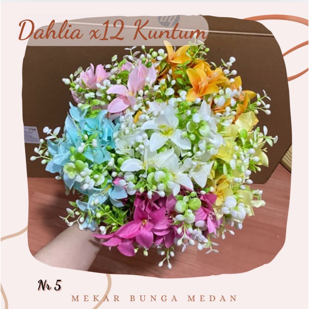 Jual (NR 5 ) - Bunga Artifisial Dahlia Bunch x12 Kuntum Dekorasi ...
