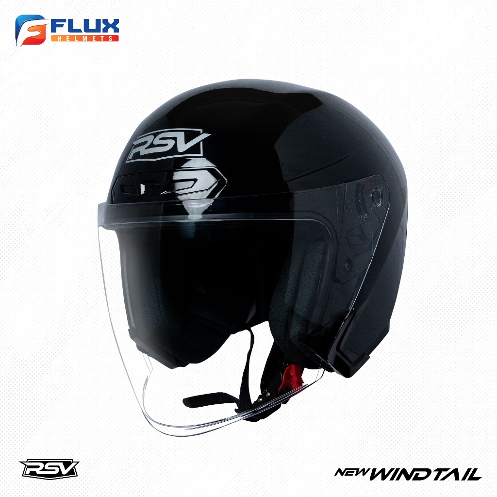 Jual [ORIGINAL RSV] Helm RSV New Windtail Black Glossy - Helm Half Face ...
