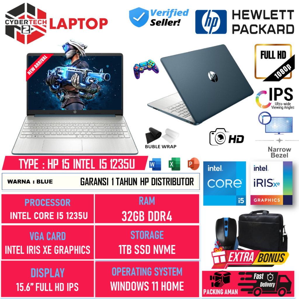 Jual PROMO Laptop HP 15 Intel Core i5 1235U 32GB 1TB SSD 15.6 Inch Full ...