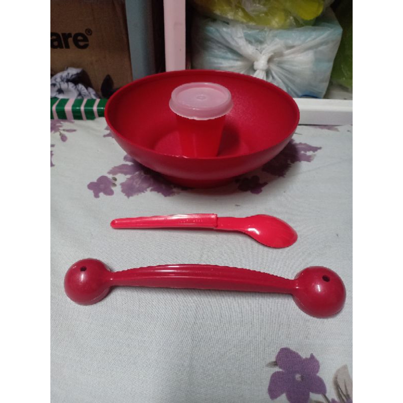 Jual CHERRY BOWL TUPPERWARE UK.500ML 16x5.5CM FREE MIDGET+SENDOK+MELON ...