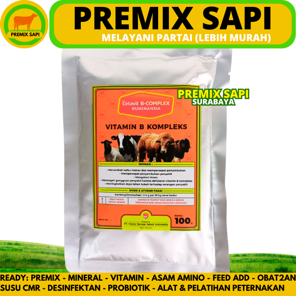 Jual CETAVIT B KOMPLEKS RUMINANSIA 100 GRAM - Vitamin B Complex Napsu ...