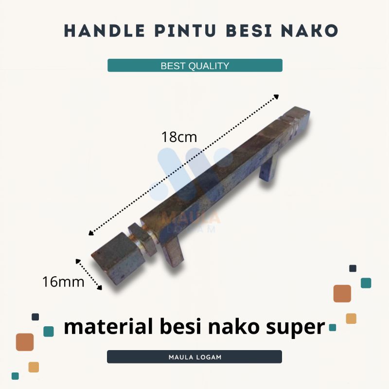 Jual Handle pintu besi nako 16mm panjang 18cm | pegangan pintu gebyog ...