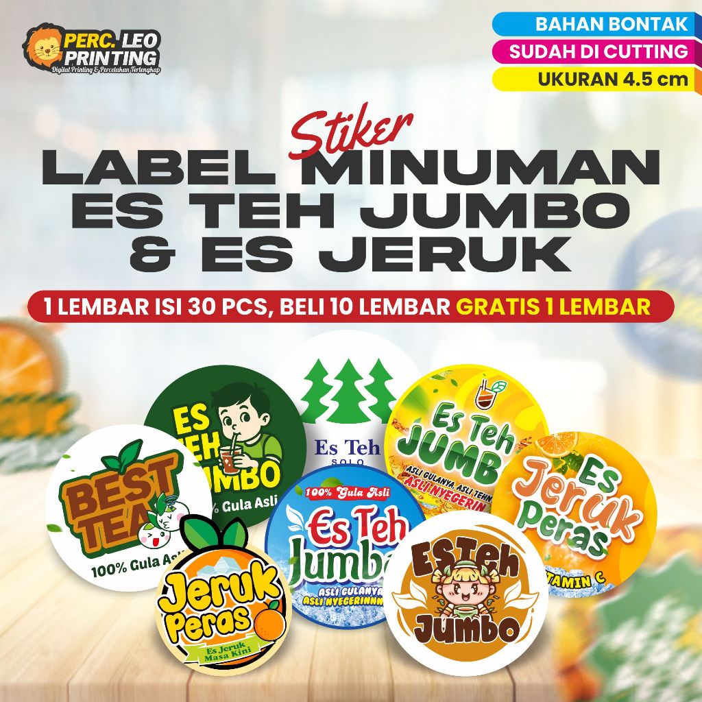 Jual Stiker LABEL MINUMAN ES TEH JUMBO & ES JERUK 1 Lembar Isi 30 Pcs ...