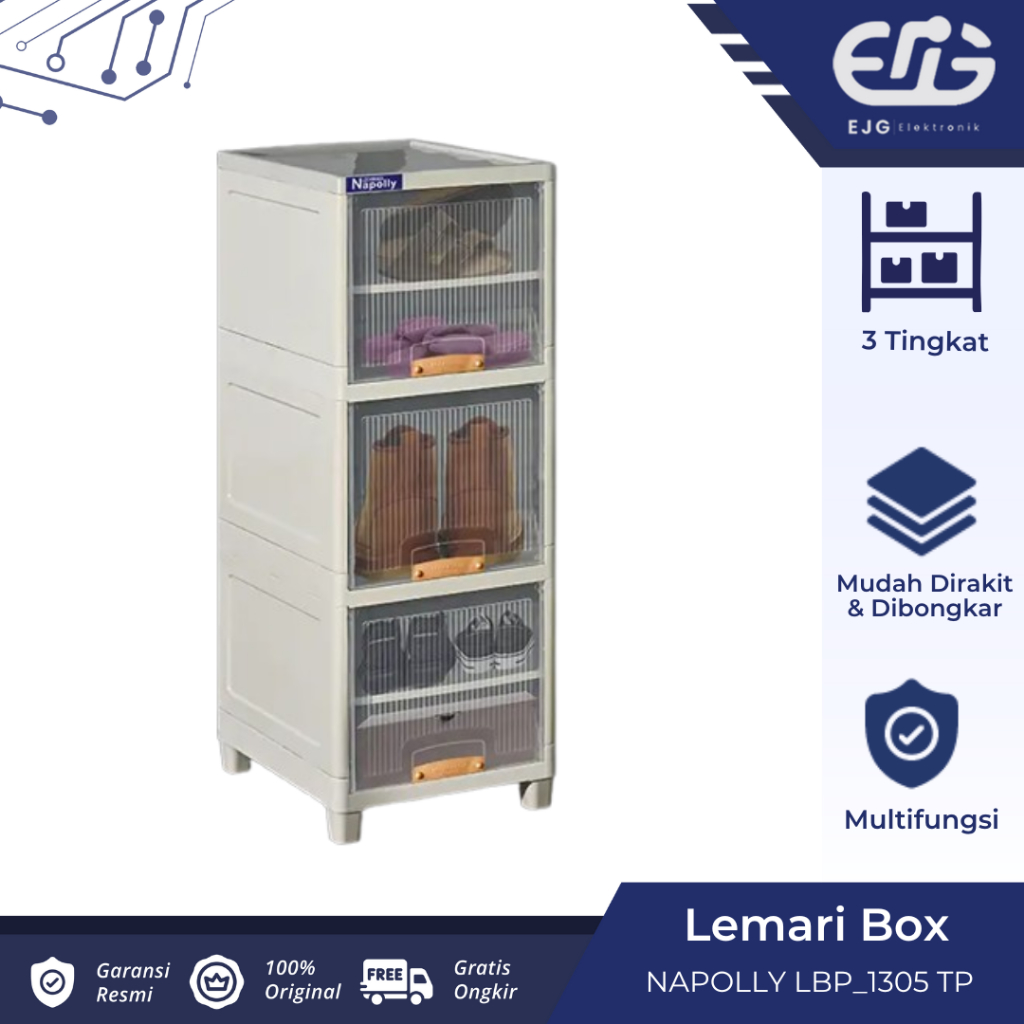 Jual Napolly Lemari Box LBP 1305 TP Lemari Pakaian Plastik / Laci Susun ...