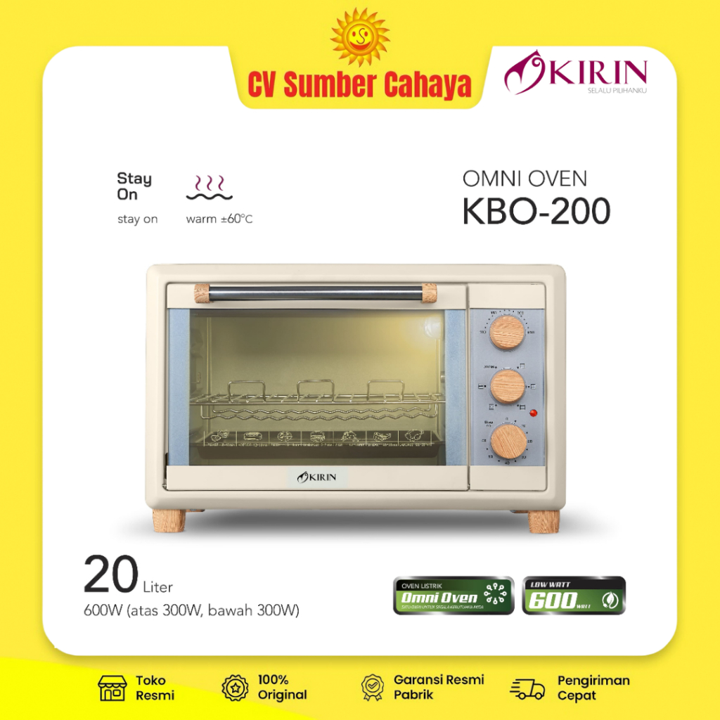 Jual Kirin Oven Listrik 20 Liter Omni Low 300 Watt 20L KBO 200 KBO200 Keep Warm | Shopee Indonesia
