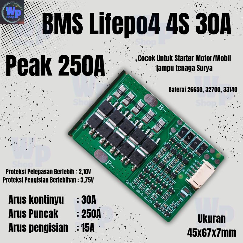 Jual BMS Lifepo4 4s 12v 30a Peak 250a BMS Untuk Starter Motor BMS 250A | Shopee Indonesia