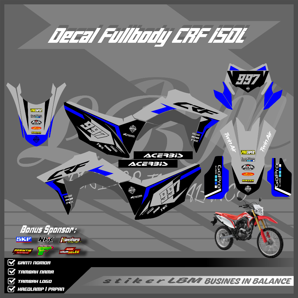 Jual Decal CRF 150 L Full Body CUSTOM Striping Sticker CRF 150 L Full body Trail Supermoto ...