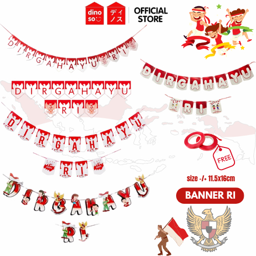 Jual DINOSO Banner Bendera Segilima Dirgahayu RI Merah Putih Karakter ...