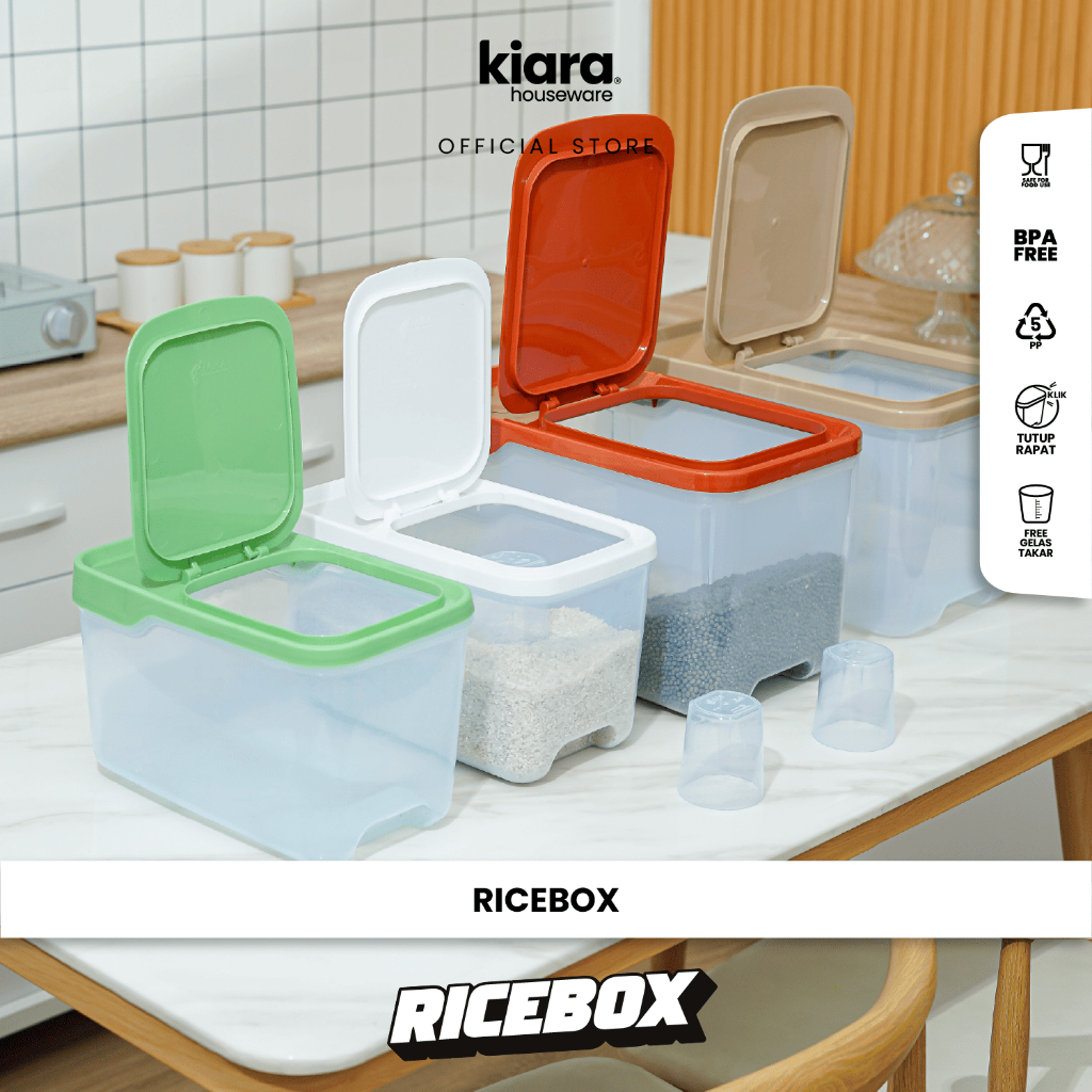 Jual KIARA HOUSEWARE Rice Box 5KG & 10 KG Tempat Beras Penyimpanan ...