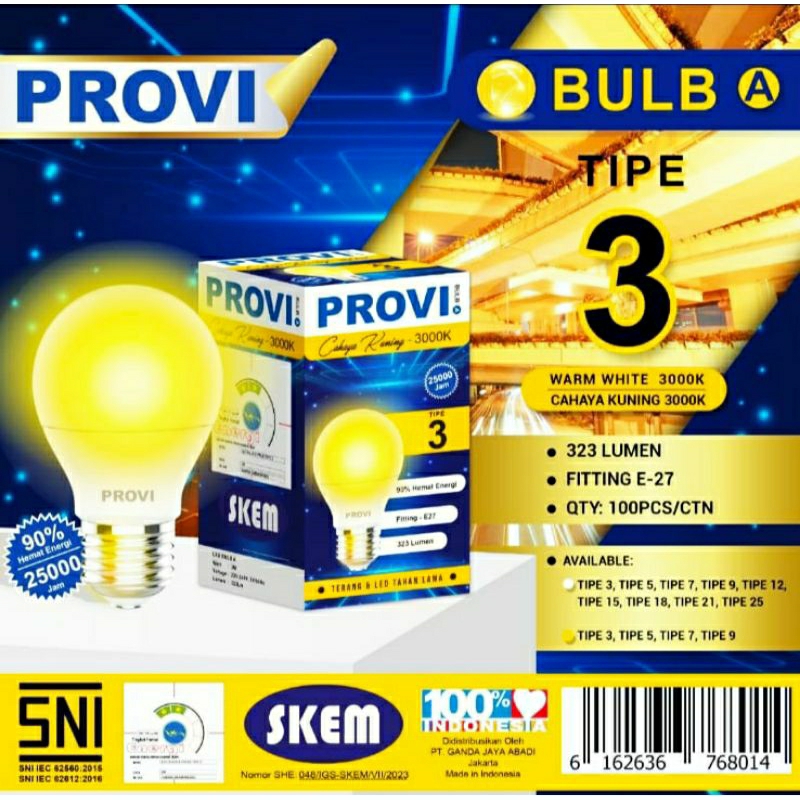 Jual Lampu led 3 watt PROVI Kuning (Warm White) | Shopee Indonesia