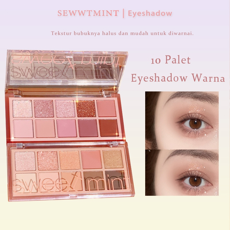 Jual SWEETMINT 10 Palet Eyeshadow Warna kilauan mutiara Matte Riasan Mata Serbaguna Tahan Lama ...