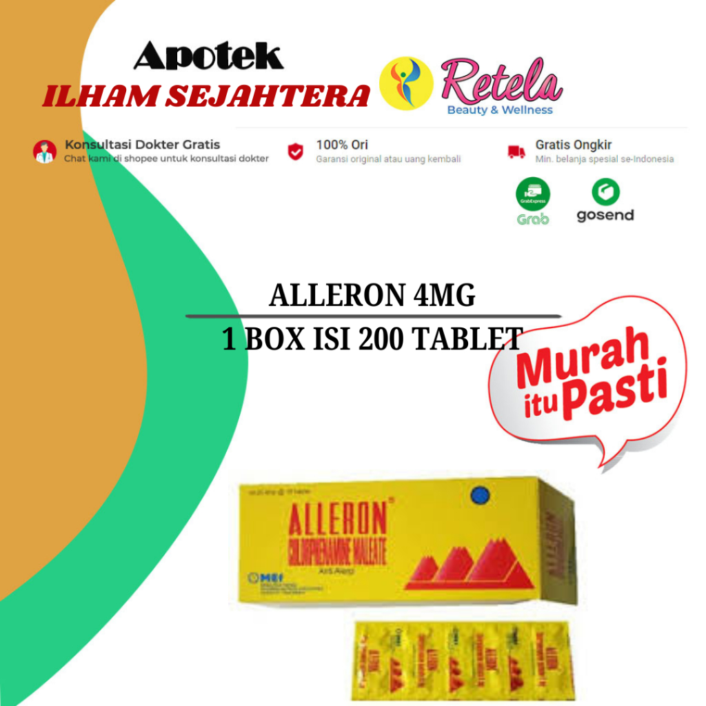 Jual ALLERON 4MG 1 BOX ISI 200 TABLET | Shopee Indonesia