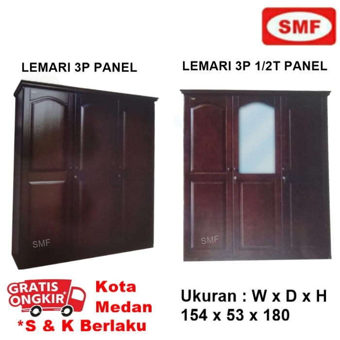 Jual LEMARI PAKAIAN 3P KAYU - LEMARI PINTU PANEL MINIMALIS - LEMARI 3P ...