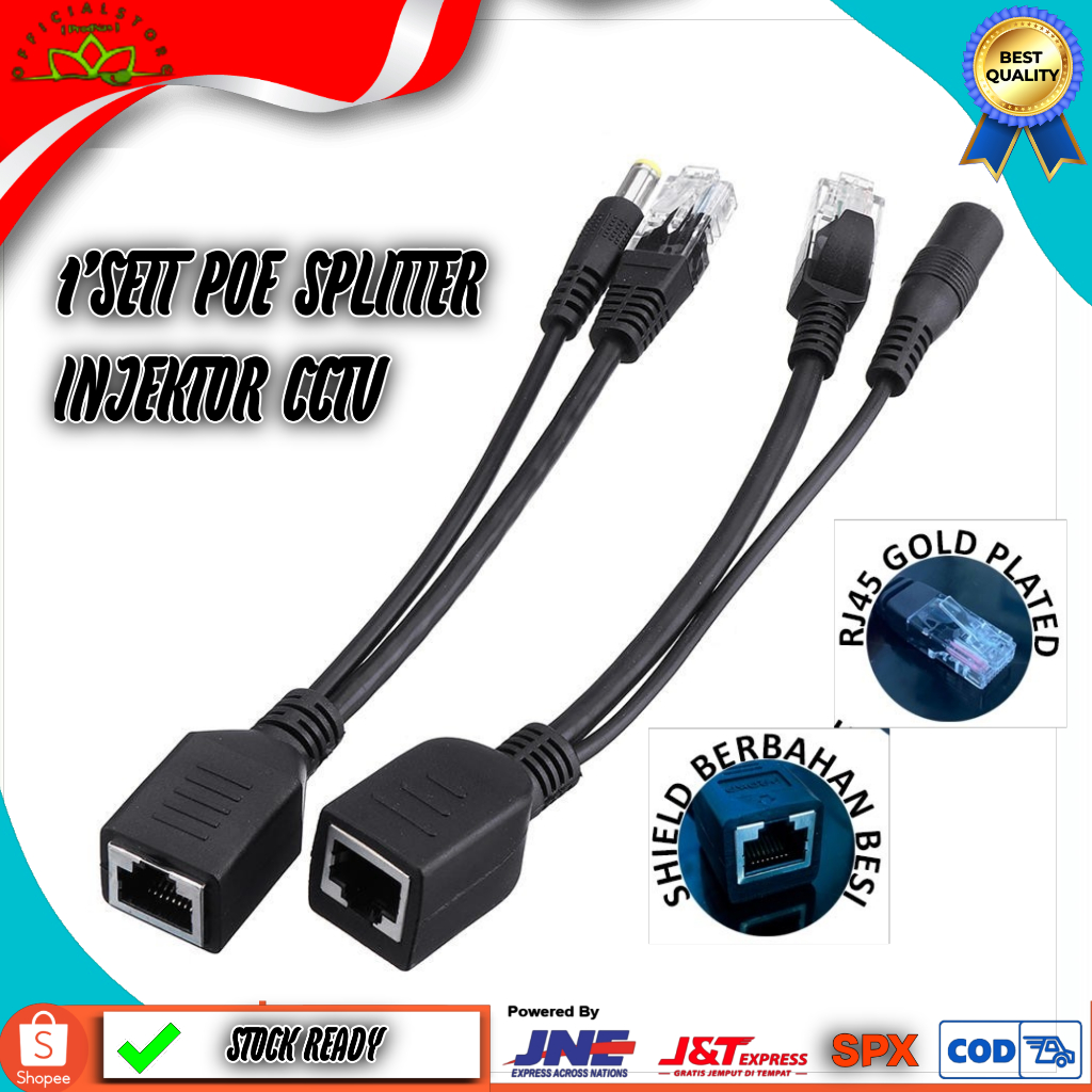 Jual POE SPLITTER INJEKTOR CCTV || KABEL KONEKTOR CCTV RJ45 1 SET POE ...