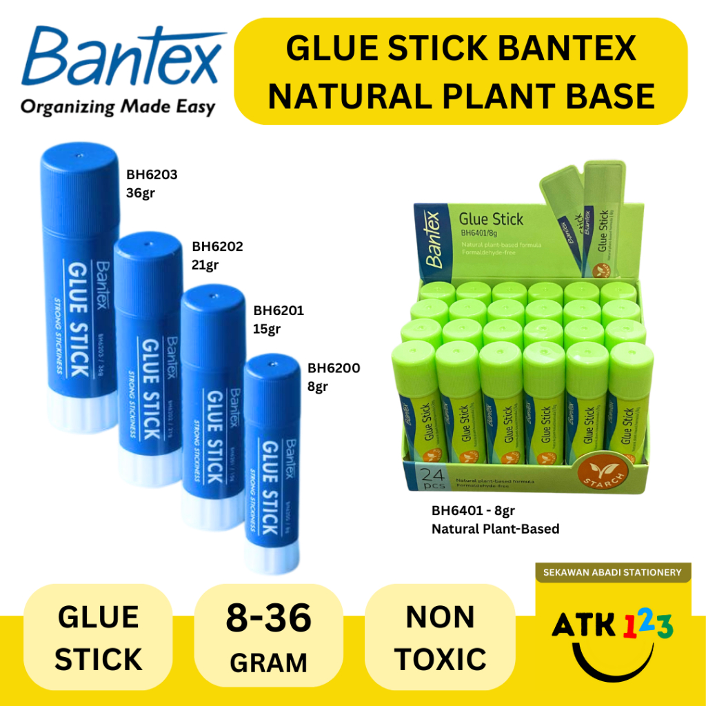 Jual BANTEX Lem Stick Kertas Bantex NON TOXIC BH620X 15 / 21 / 36gram ...