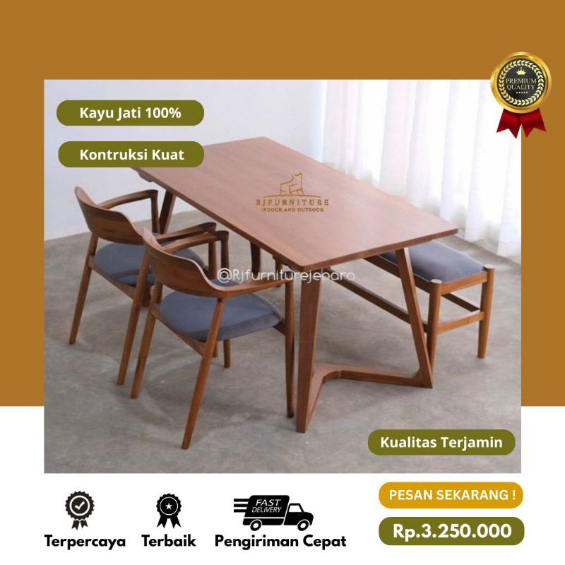 Jual Meja Makan Set Kursi Hiroshima Dan Bangku Jati Minimalis | Shopee Indonesia