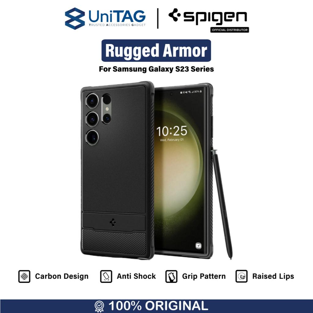 Jual Case Samsung Galaxy S23 Ultra Plus Spigen Rugged Armor Carbon Casing | Shopee Indonesia