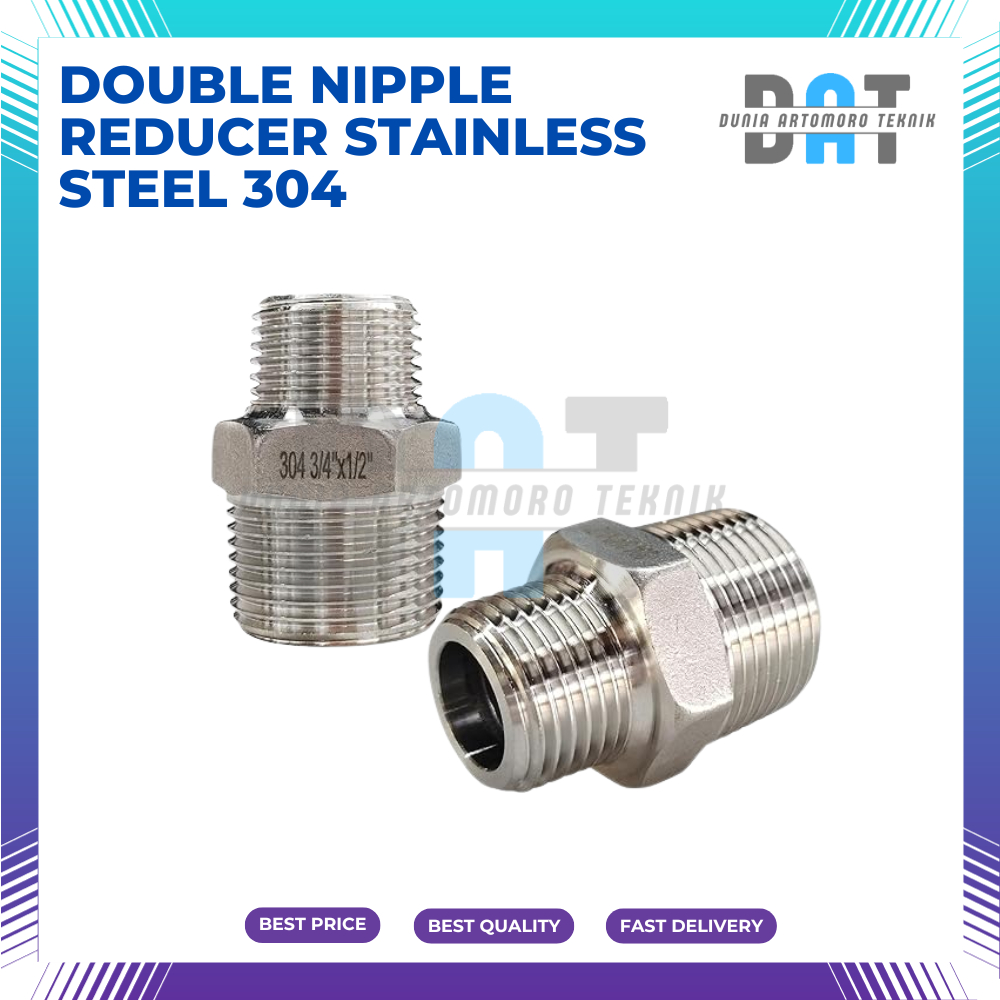 Jual 3/8" x 1/2" Double Nepel Hex Reduce Stainless Steel 3/8 Drat Luar x 1/2 Drat Luar | Shopee ...