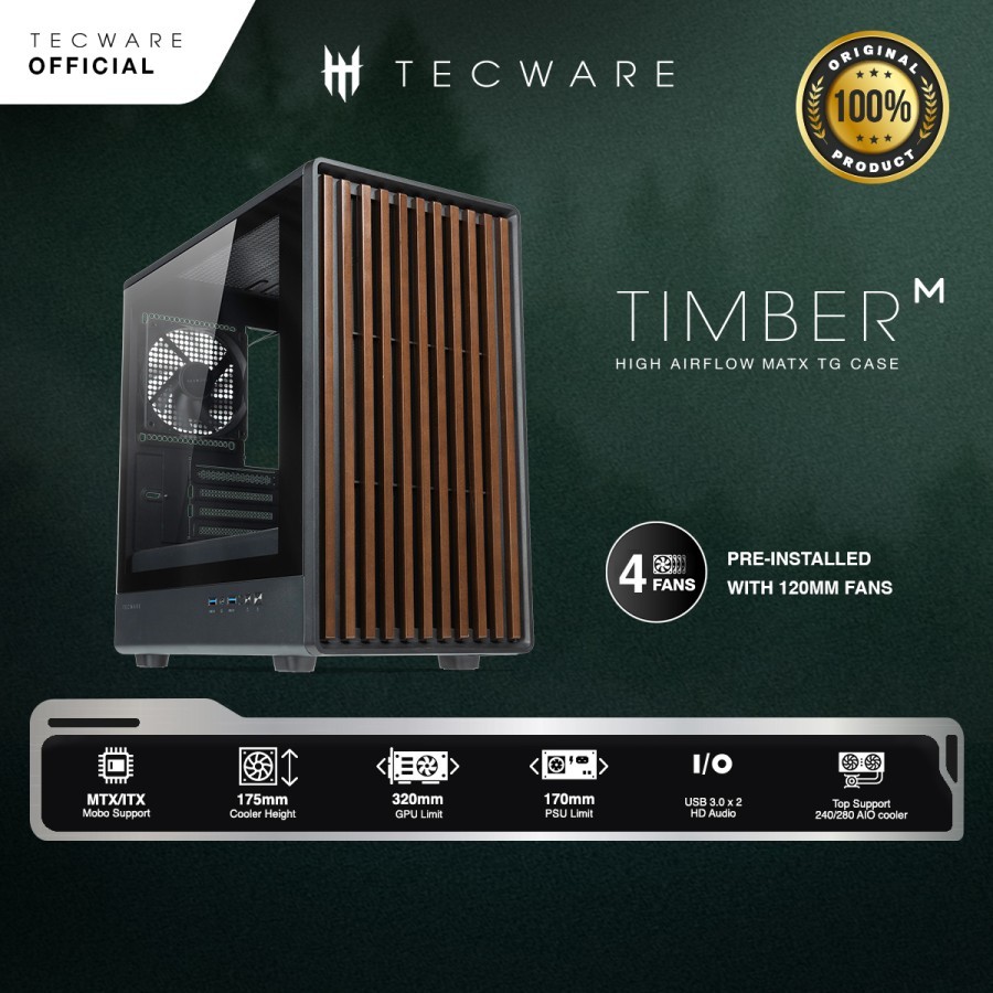 Jual Tecware TIMBER | Tecware High Airflow m-ATX TG Case Casing PC ...