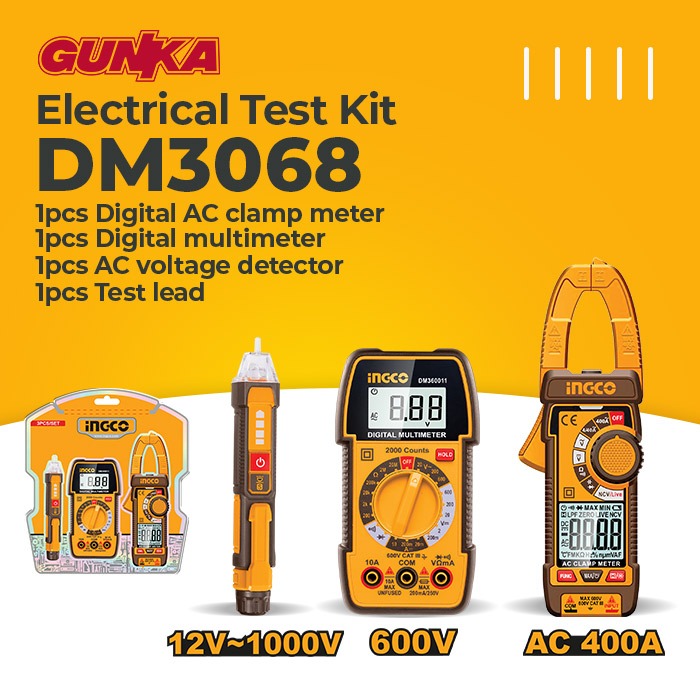 Jual Combo Electrical Test Kit (400A, 600V, 1000V) INGCO DM3068 Paket ...