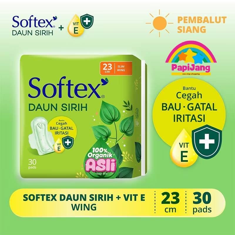 Jual Softex Daun Sirih Slim Wing 23cm 30 PADS / Pembalut Wanita Daun Sirih Slim Wing 23 cm 30 ...