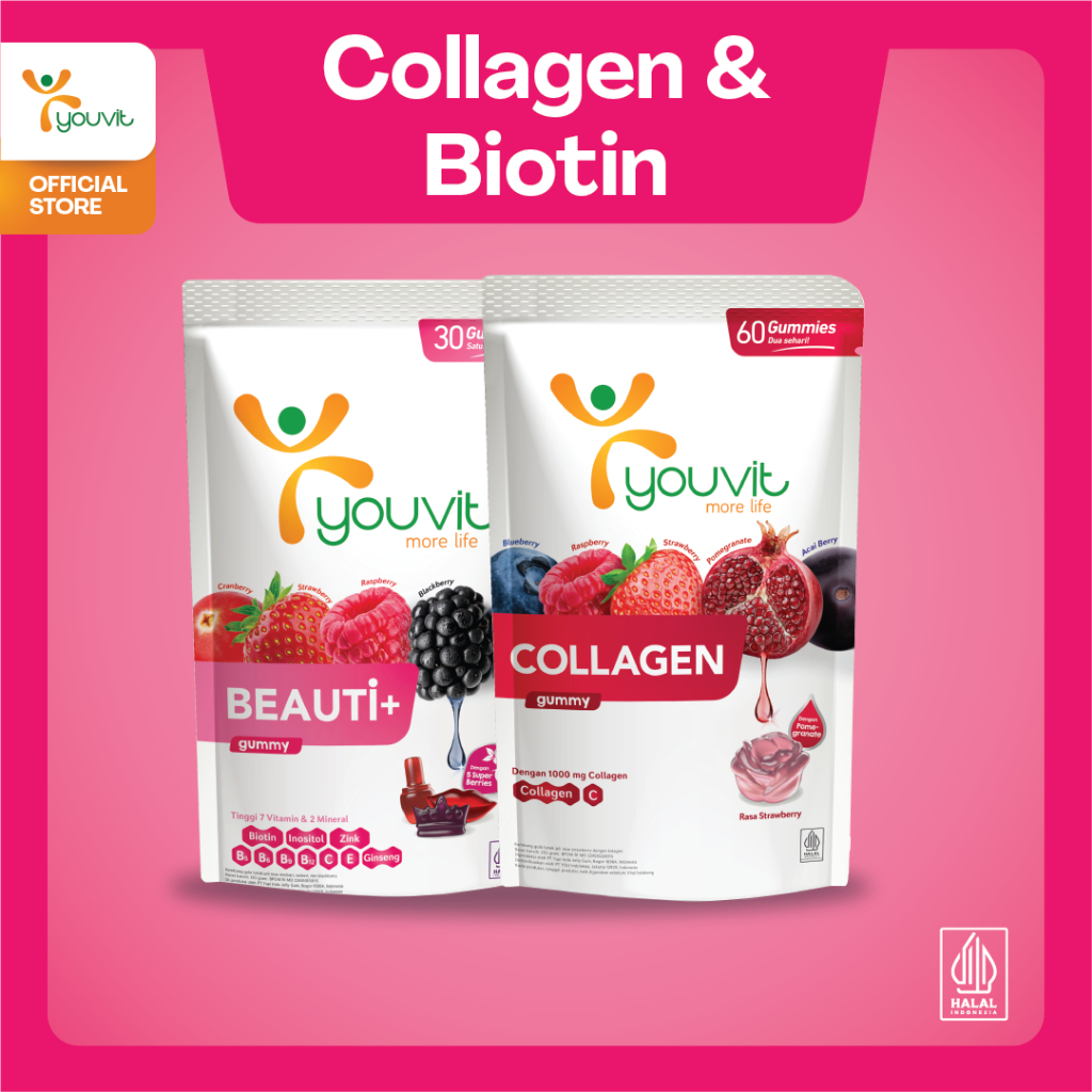 Jual Collagen & Biotin Gummy untuk Anti Aging & Vitamin Rambut Rontok Wanita | Youvit Collagen ...