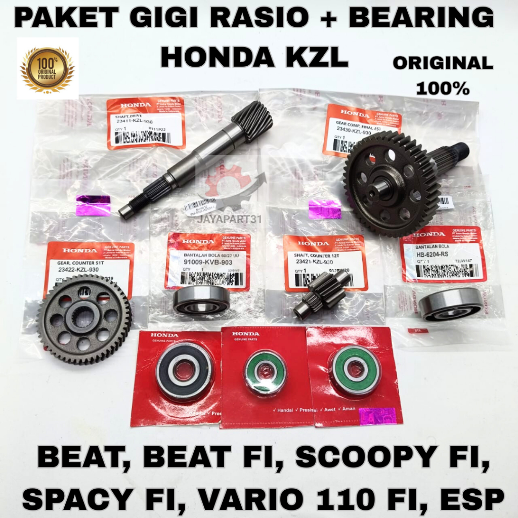 Jual PAKET GIGI RASIO + BEARING HONDA KZL ASLI ORIGINAL AHM BEAT FI ...