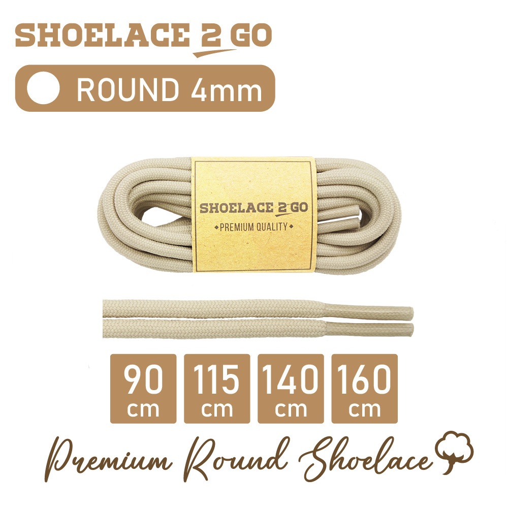 Jual SHOELACE 2 GO TALI SEPATU BULAT ROUND - SR4 - D1 - BEIGE - 4MM ...