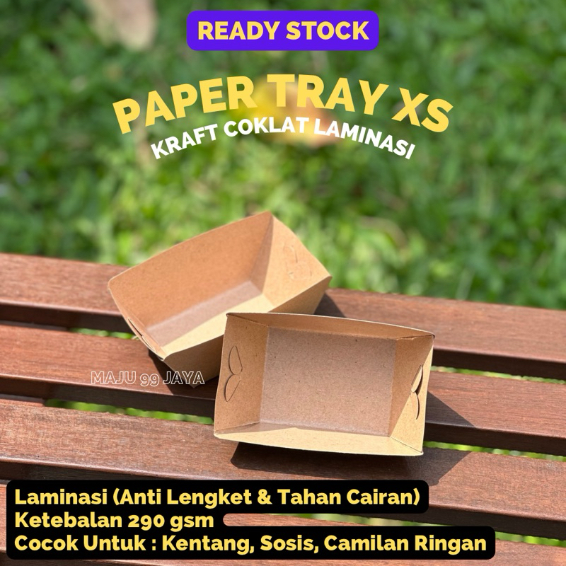 Jual Paper Tray XS Food Tray (XS) Kraft Cokelat Laminasi Ukuran 8x6x5 ...