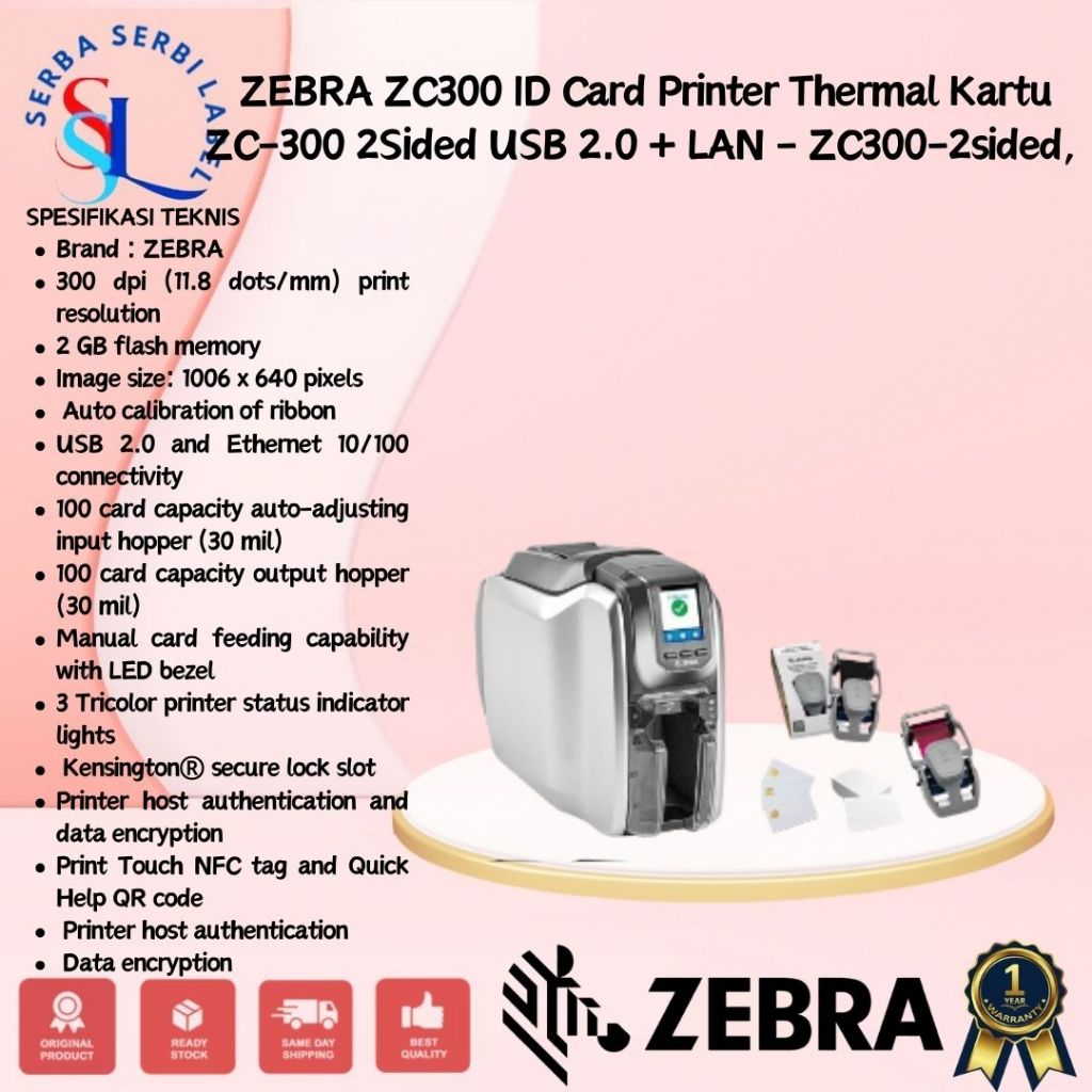Jual ZEBRA ZC300 2SIDED ID CARD PRINTER KARTU ZEBRA ZC-300 ORIGINAL GARANSI RESMI | Shopee Indonesia