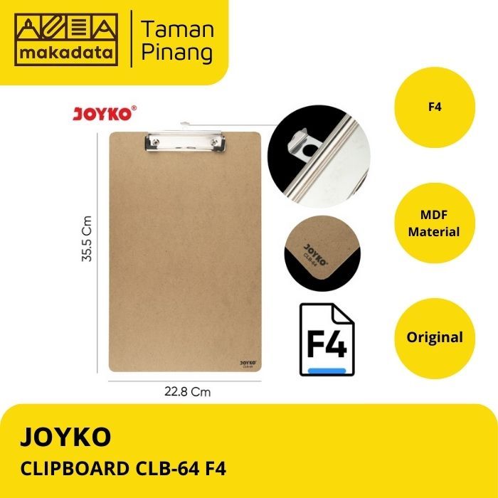 Jual JOYKO CLIPBOARD F4 CLB-64 / PAPAN ALAS UJIAN / PAPAN JALAN KAYU (1 ...