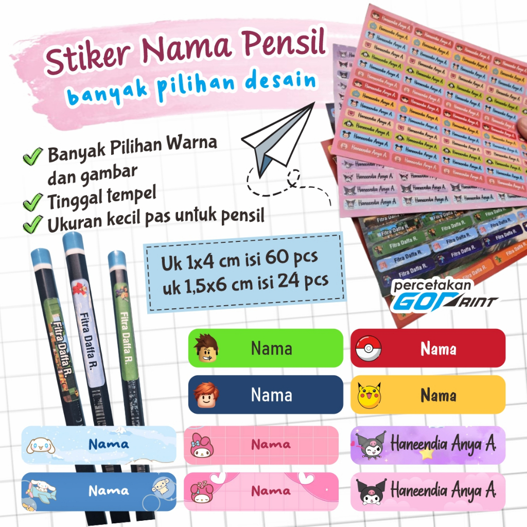 Jual Label Stiker Nama anak sekolah sticker pensil pulpen | Shopee ...