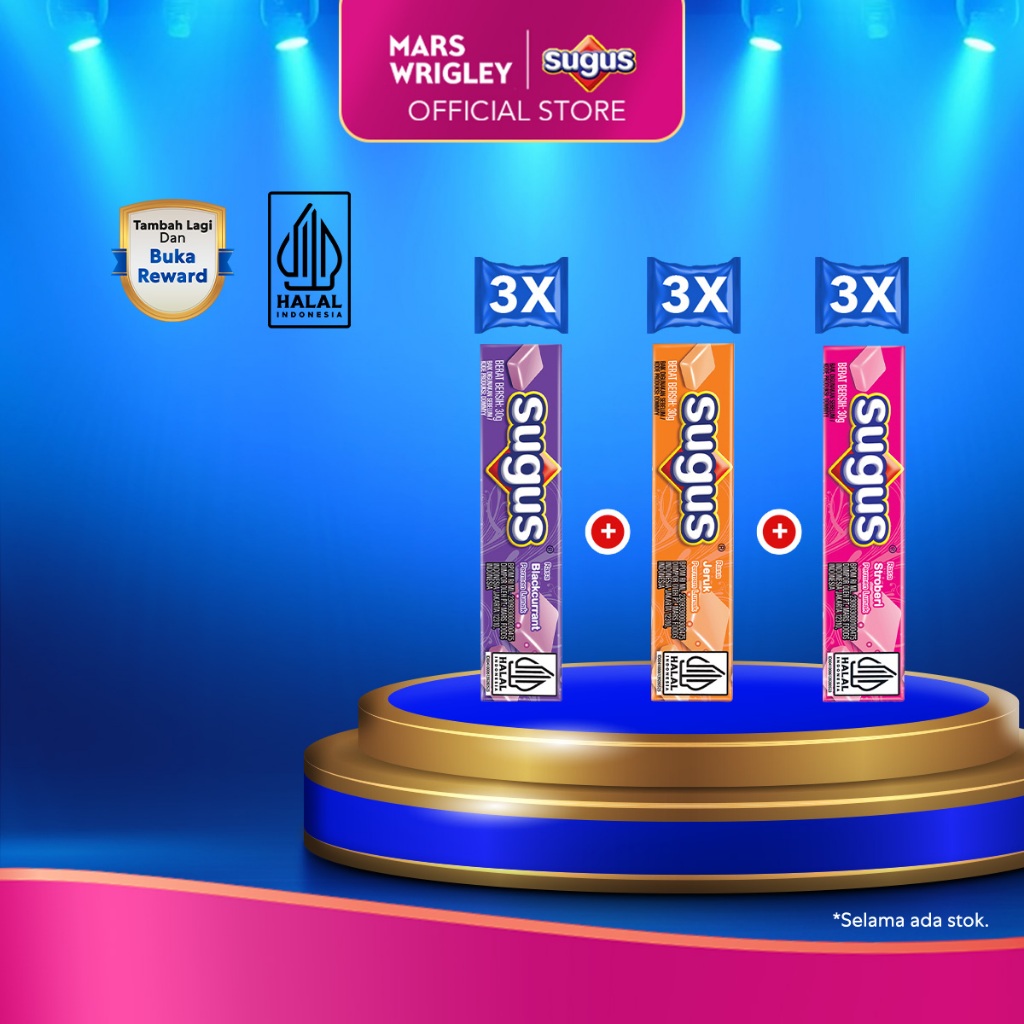 Jual Sugus Stick Mix Flavor 9x30g Blackcurrant Strawberry Orange Chewy ...