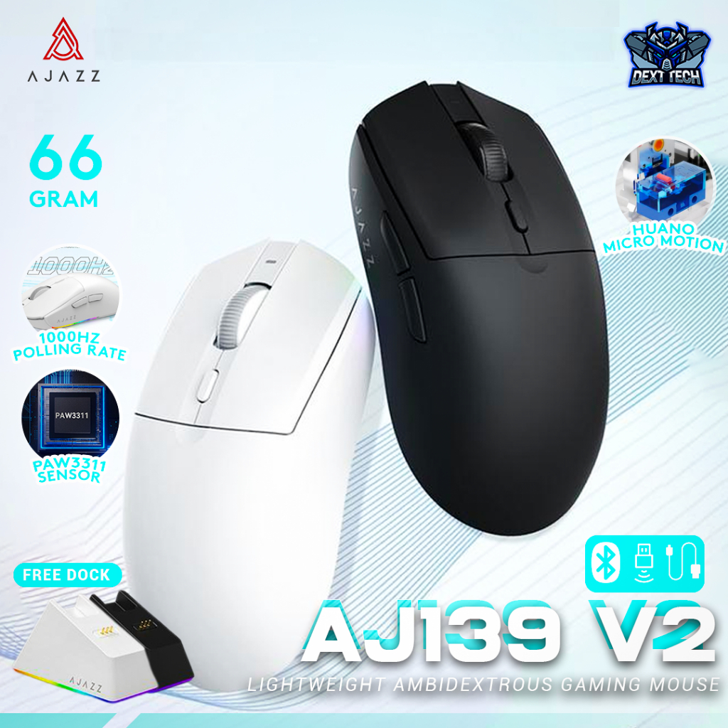 Jual Ajazz AJ139 V2 MC Wireless Gaming Mouse PAW3311 up to 12000 DPI | Shopee Indonesia