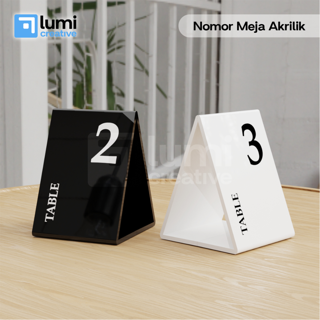 Jual Nomor Meja Akrilik Segitiga Model Tekuk / Nomor Meja Cafe / Nomer ...