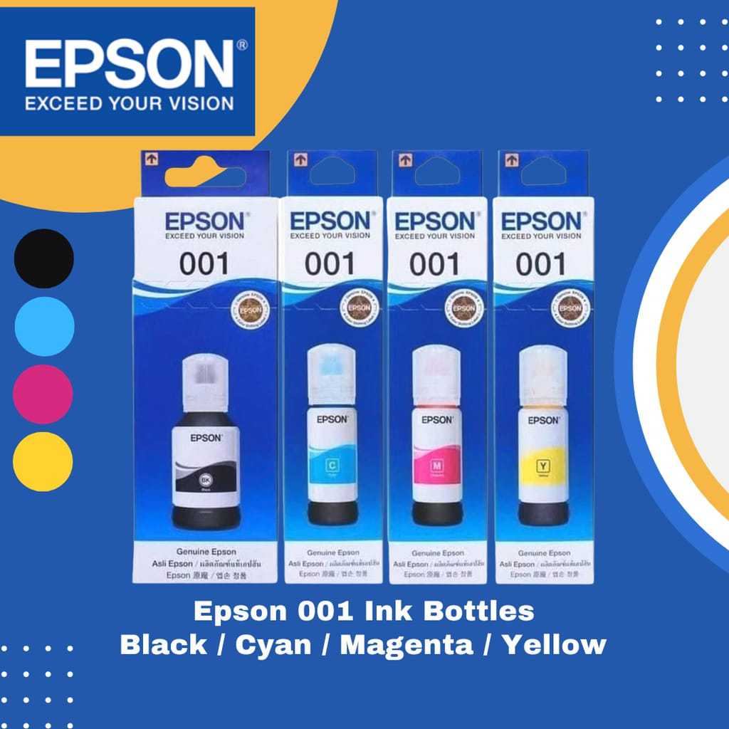 Jual Tinta Epson 001 1Set Warna Tajam Aman Buat Printer L1110 L3110 L3150 L3152 L3156 L3210 ...
