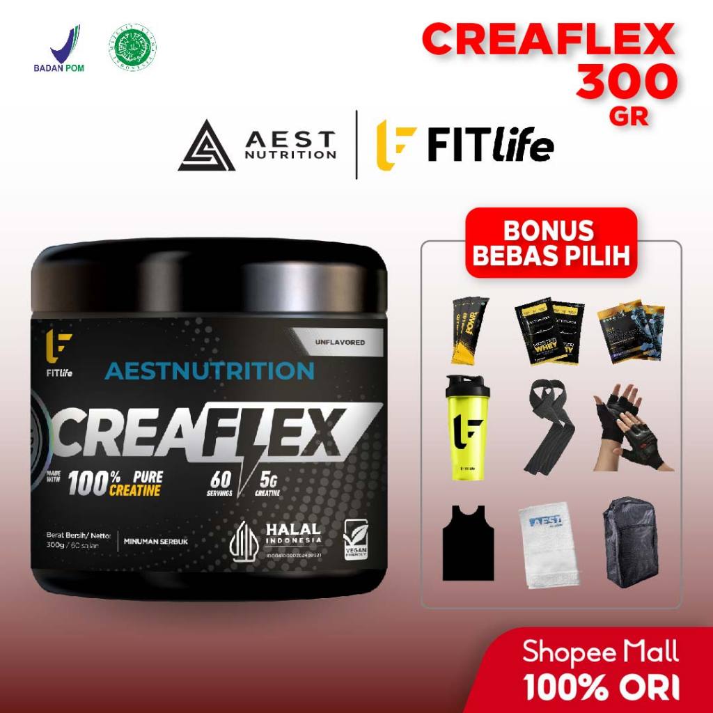 Jual Fitlife CreaFLEX 100% Creatine Pure Monohydrate Supplement Fitness ...