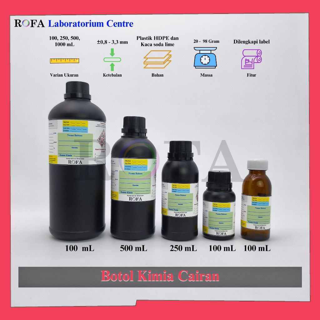 Jual Botol Kimia / Botol Reagen / Botol Cairan / Botol Larutan 100 - 1000 mL - Chemicals ...