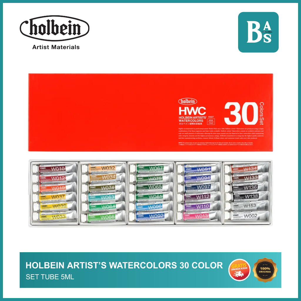 Jual Holbein Artists' Watercolours 30 colour set 5ml - Cat Air Holbein ...