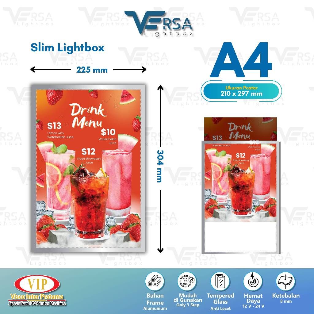 Jual VERSA - Slim Lightbox A4 | Silver Frame | Ketebalan 8 mm | Shopee ...