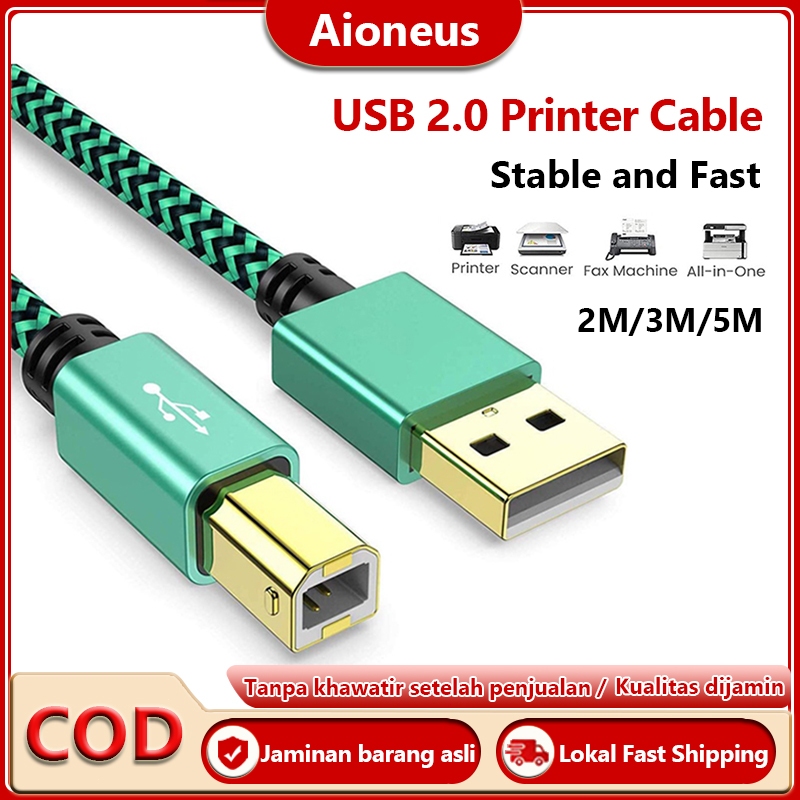 Jual USB 2.0 Kabel Printer HP Canon Epson 2m 3m 5m Cable USB Male to BM ...