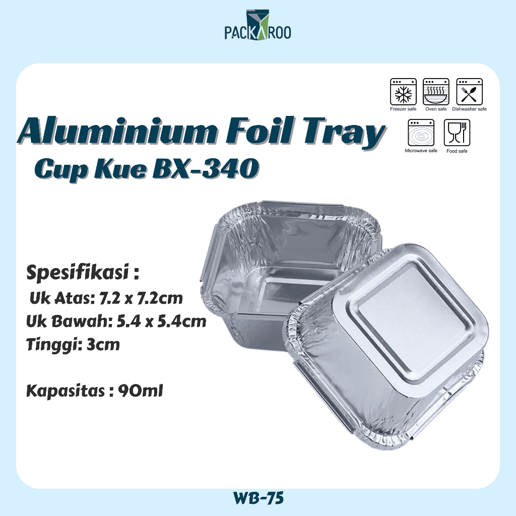 Jual Aluminium Foil Tray Cup Kue 90ML BX-340 + Tutup Mika / Cup Makaroni Schotel TERMURAH ...