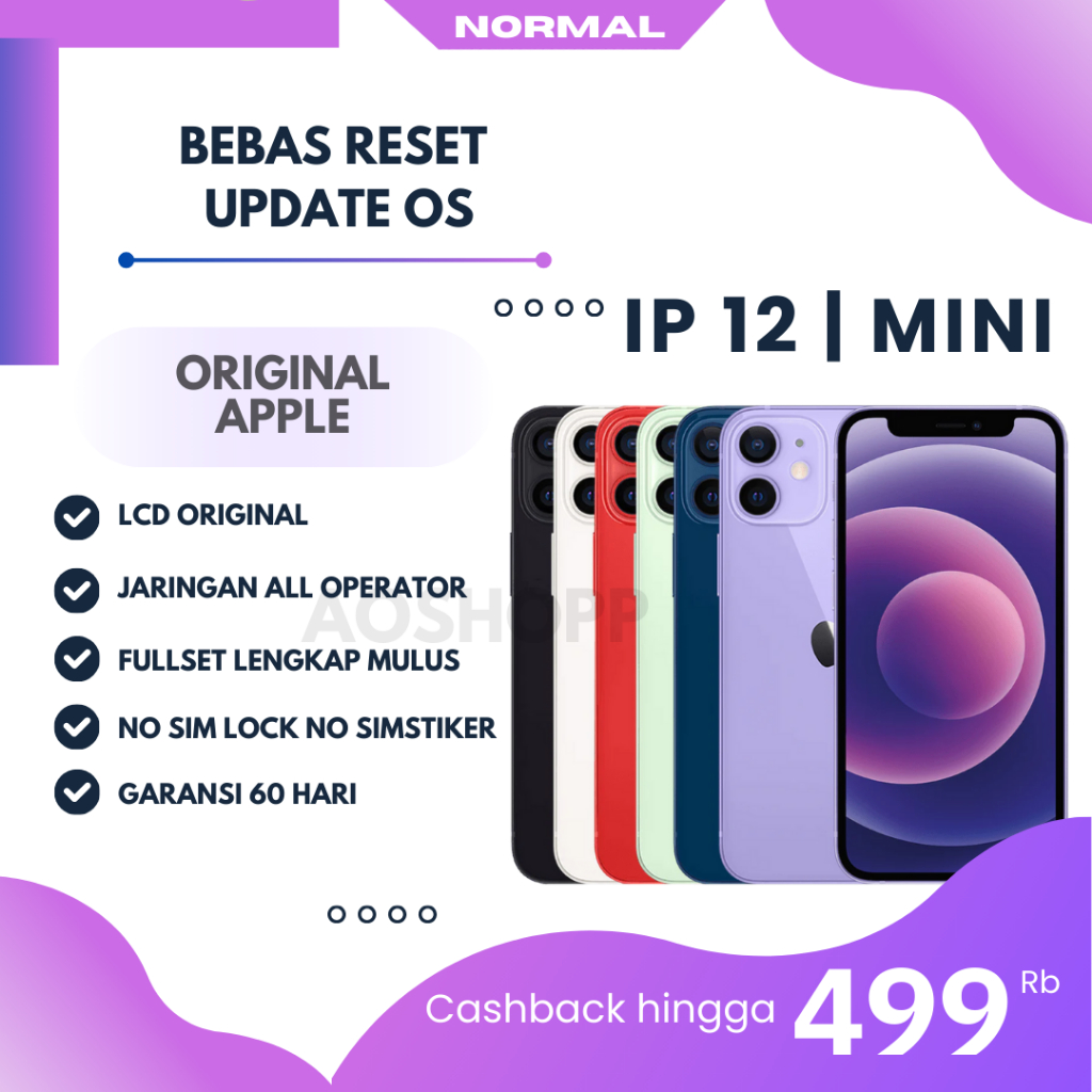 Jual ip 12 | 12 mini all oeprator 64GB 128GB 256GB Normal Second inter Sinyal ALL OPERATOR ...