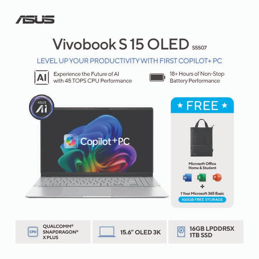 Jual ASUS VIVOBOOK S 15 OLED S5507QA SNAPDRAGON X PLUS X1P 42100 16GB ...