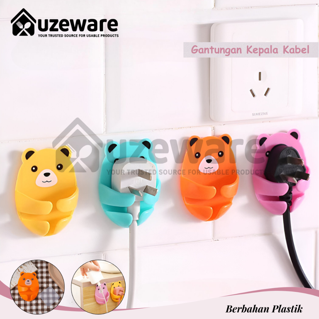 Jual Uzeware Gantungan Tempel Dinding Bear Plug Hook 1 set 4 pcs Warna ...