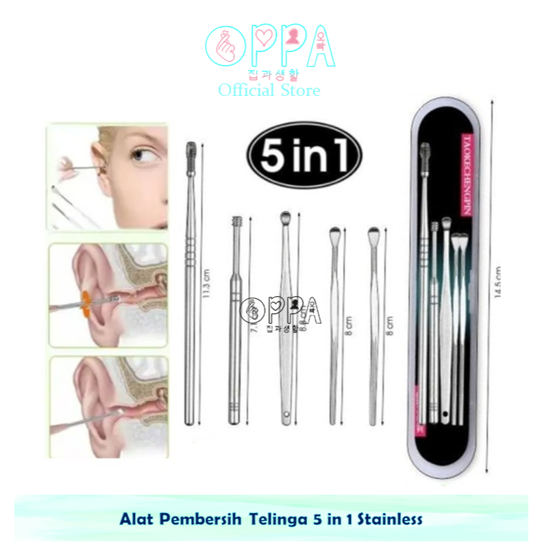 Jual OPPA - Alat Pembersih Telinga 5 in 1 Stainless – Set Korek Kuping ...