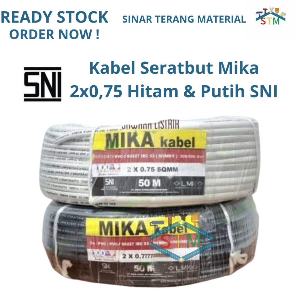 Jual Mika Kabel Serabut Tembaga NYMHY 2x0.75 Per Meter SNI Hitam & Putih | Shopee Indonesia