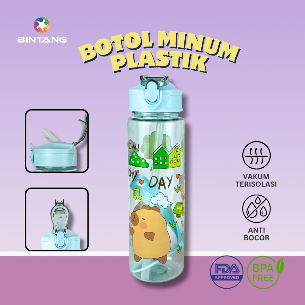 Jual BOTOL MINUM PLASTIK 750ML MOTIF CAPYBARA A102 | Shopee Indonesia