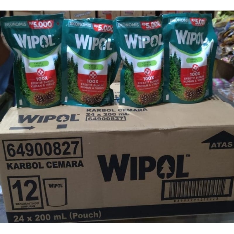 Jual WIPOL Karbol Cemara Eceran 5000an 1 Dus isi 24 Pcs @200ml | Shopee Indonesia