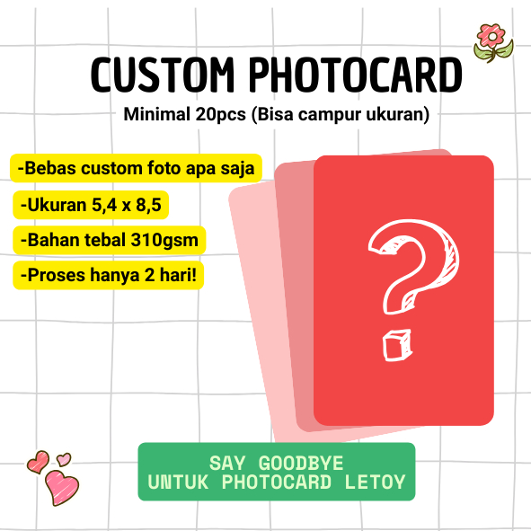 Jual Custom PHOTOCARD | jasa Cetak foto polaroid poster 2R 4R postcard ...
